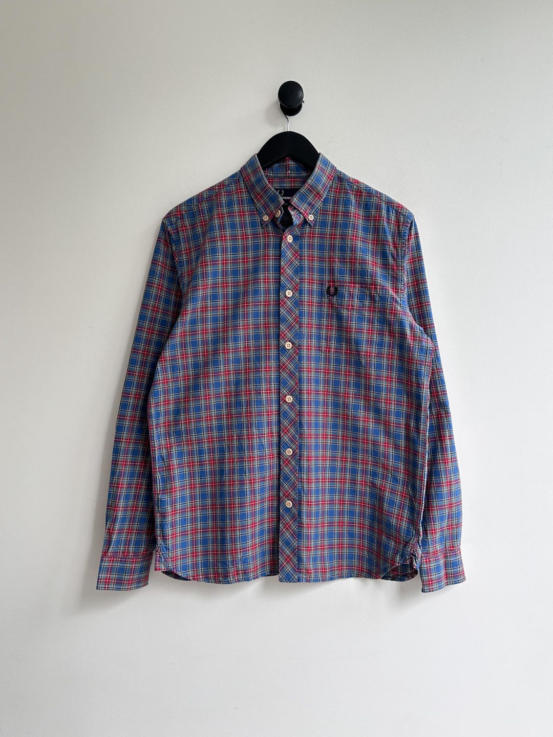 Vintage Y2k Fred Perry Check Shirt Red Blue Size M Dress Shirt - Etsy