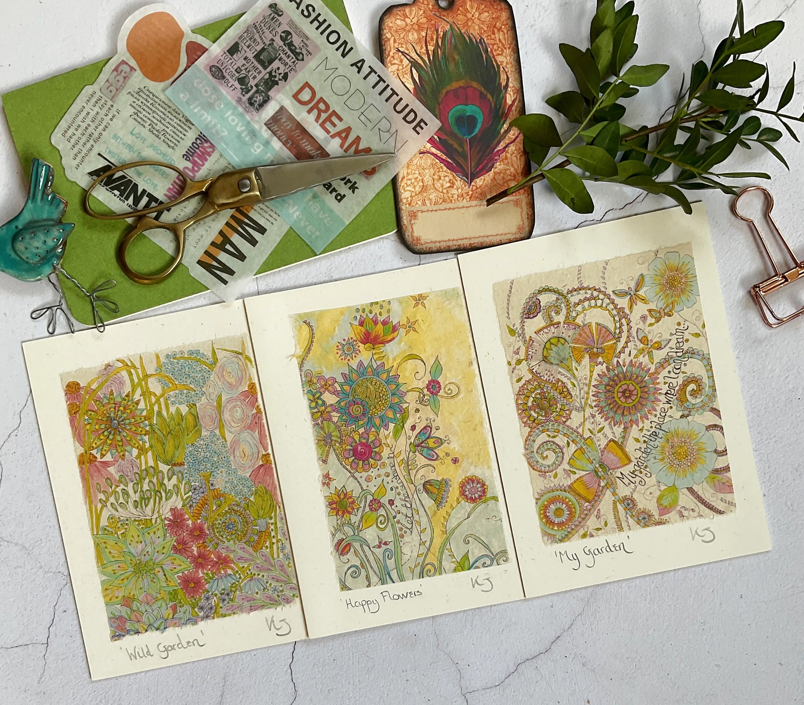 Boho Art Cards Bohemian Birthday Cards Recycled Cards Any - Etsy