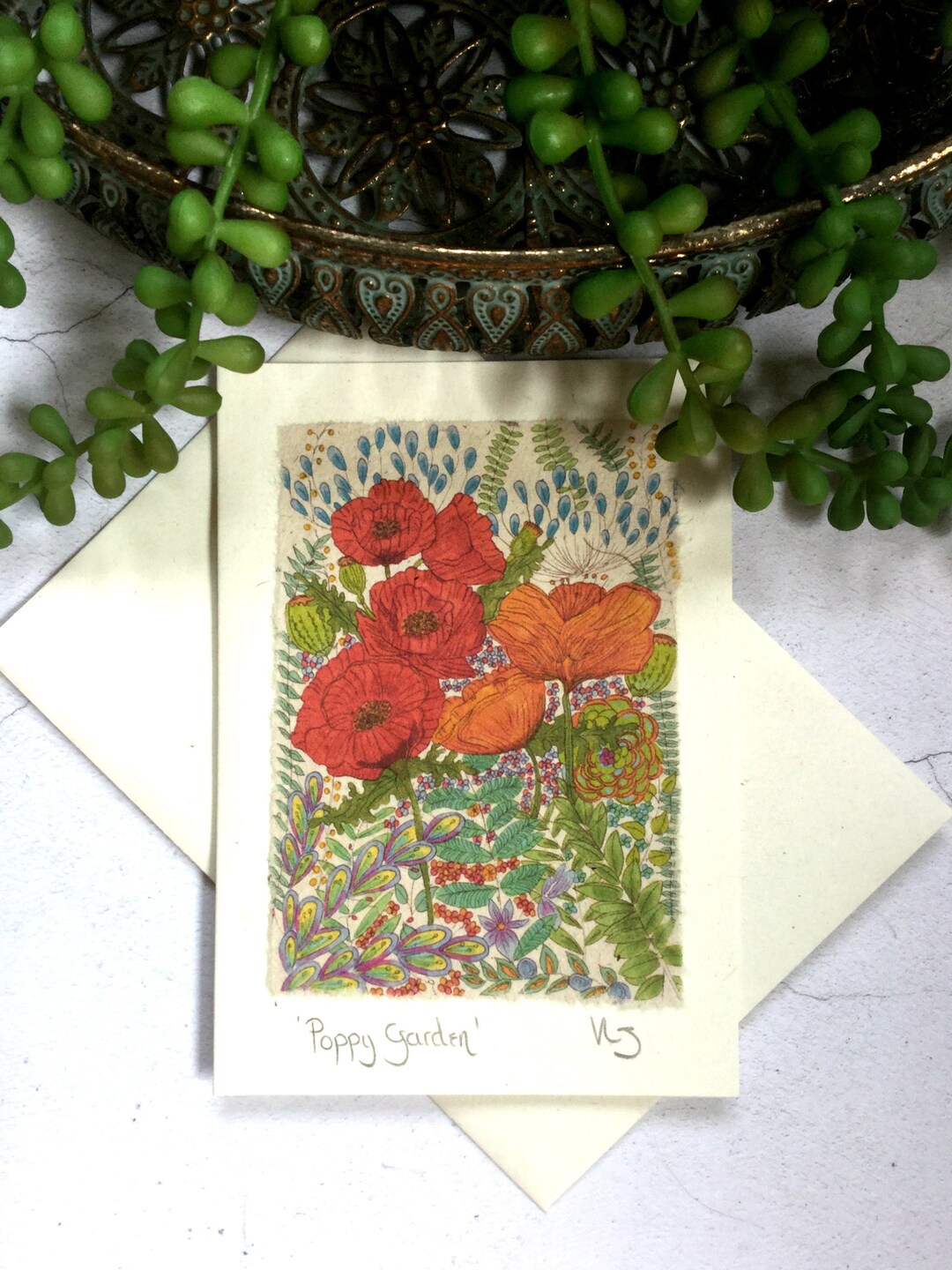 Handmade Greeting Card, Poppy Birthday Card Poppy Art Card, Poppy ...