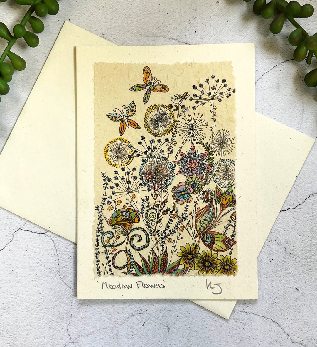 Handmade Meadow Flowers Art Card: Boho Pen & Ink Print - Etsy