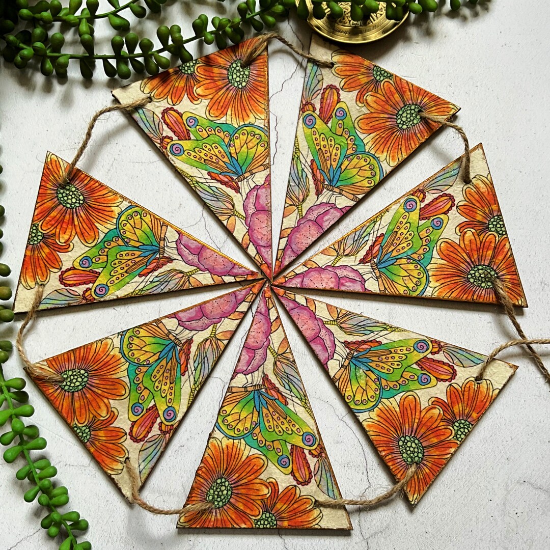 Botanical Butterfly Bunting, Butterfly Garland, Shed Pergola Décor ...