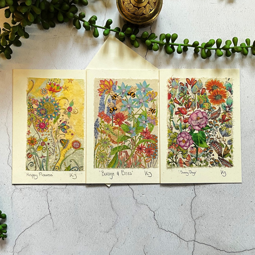 Handmade Mandala Art Cards: Pen & Ink Floral Greeting Cards - Etsy