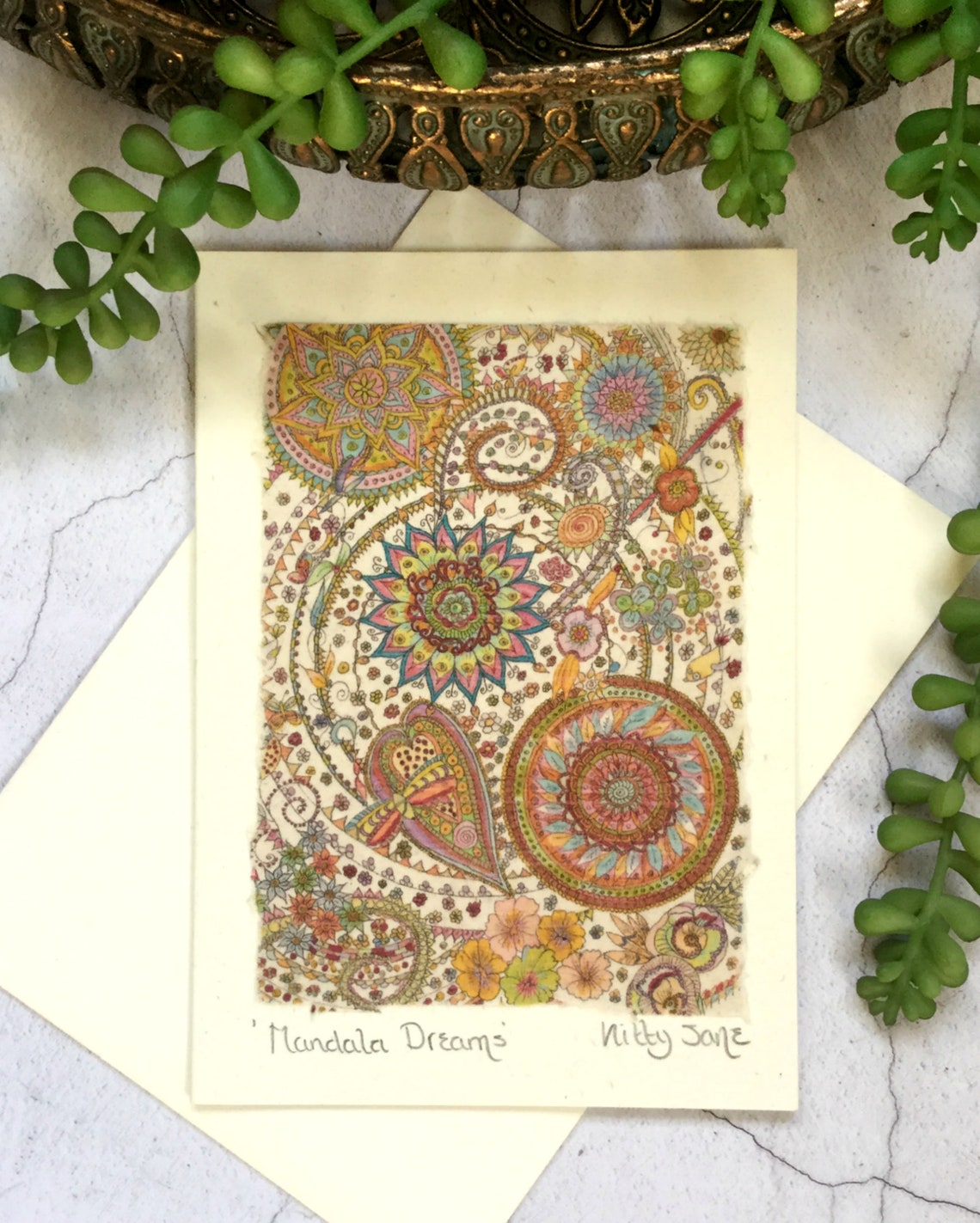 Mandala Greeting Card Handmade Mandala Art Cards Yoga | Etsy