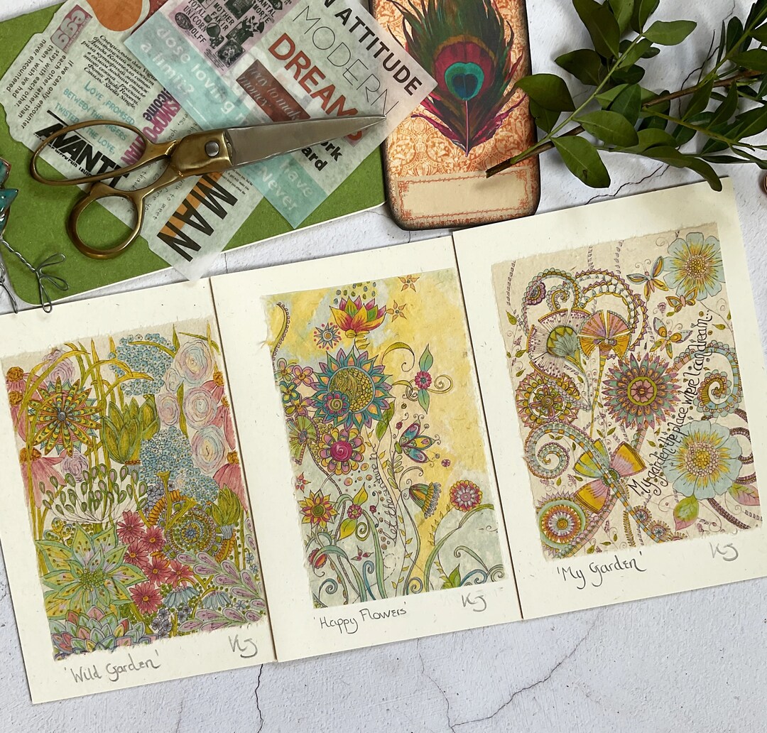 Boho Art Cards Bohemian Birthday Cards Recycled Cards Any - Etsy UK