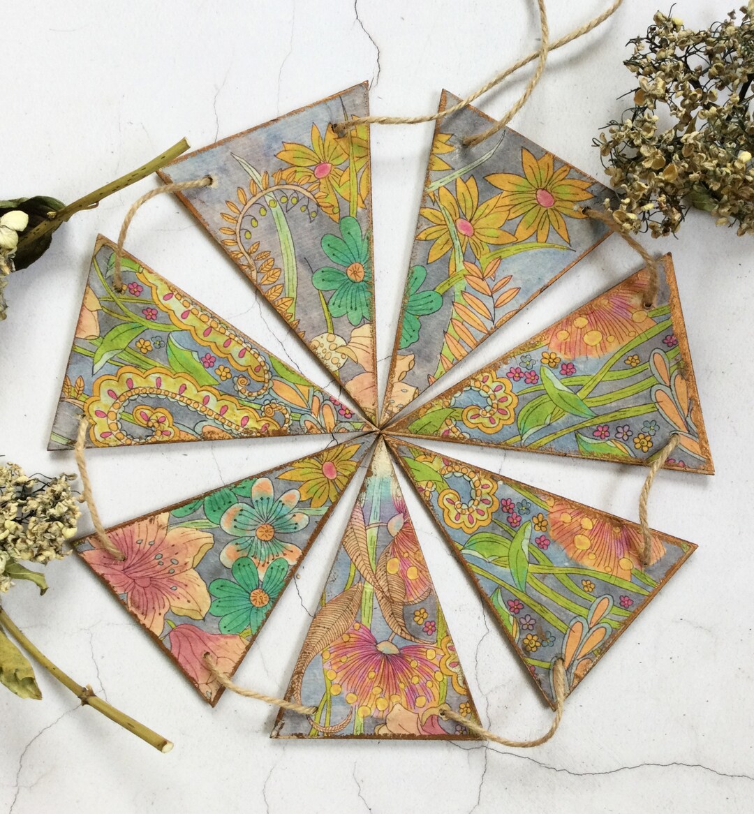 Bunting, Wooden Bunting, Boho Bunting, Caravan Décor, University Dorm ...