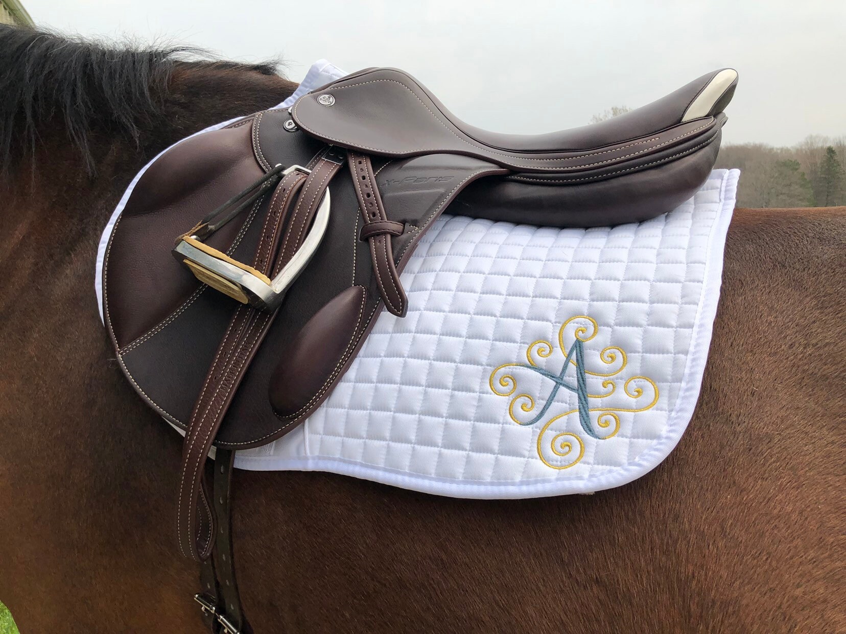 Saddle Pad With Monogrammed Scroll Letter | Etsy