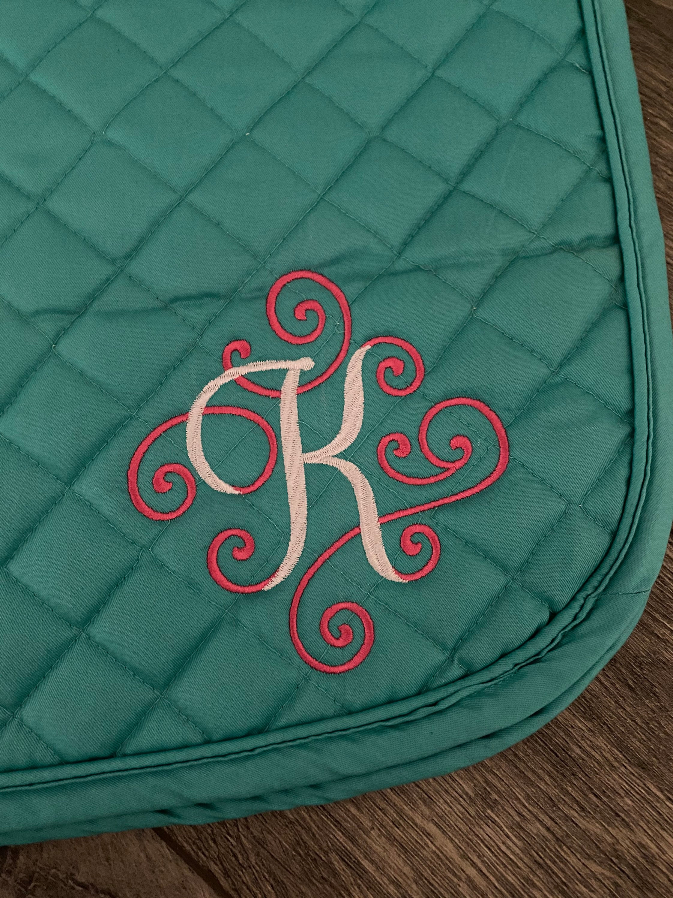 Saddle Pad With Monogrammed Scroll Letter | Etsy