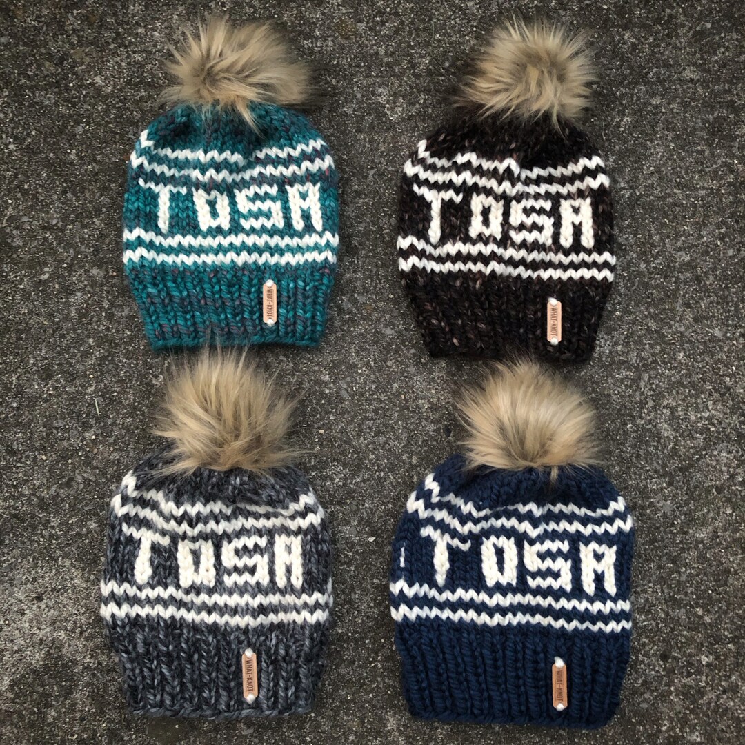 Knit Comfy Lettered Hat | WAUWA-TOSA | - Etsy