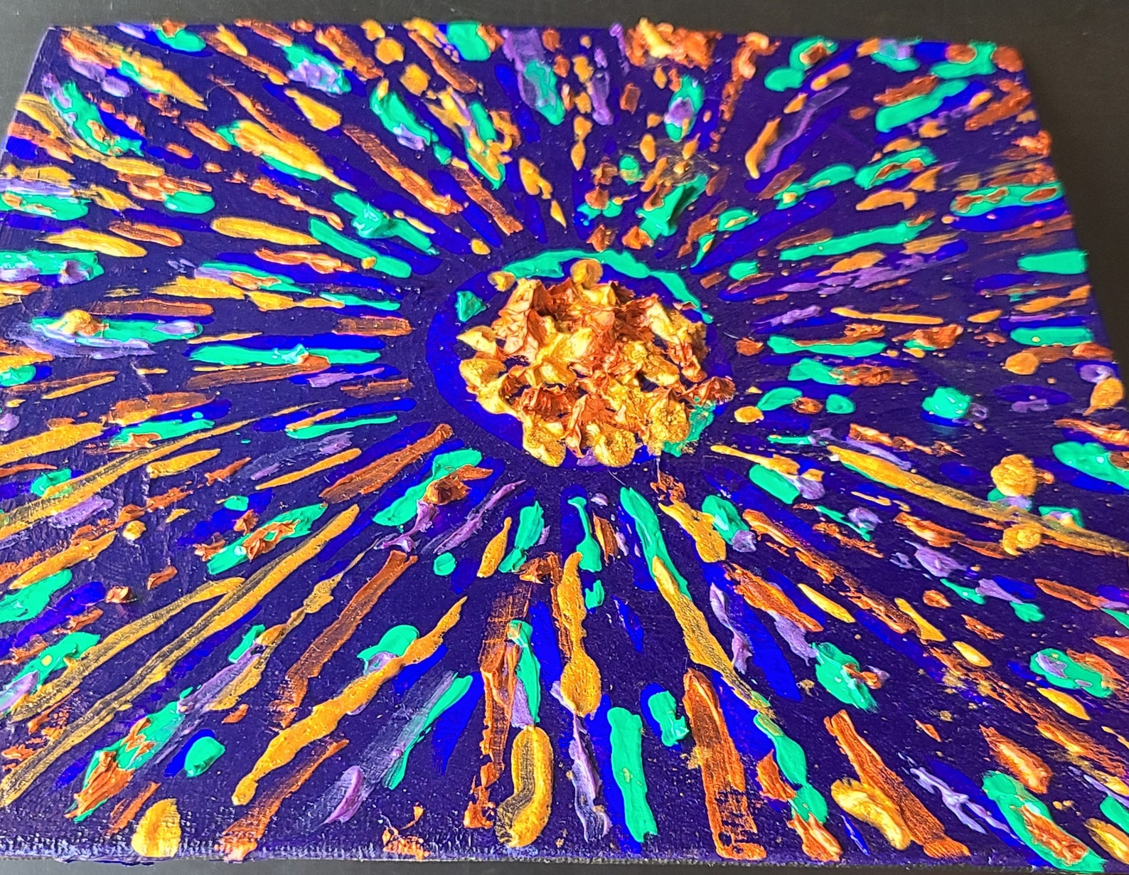 Abstract Sun Van Gogh Style Painting Original, Small Painting on Canvas ...