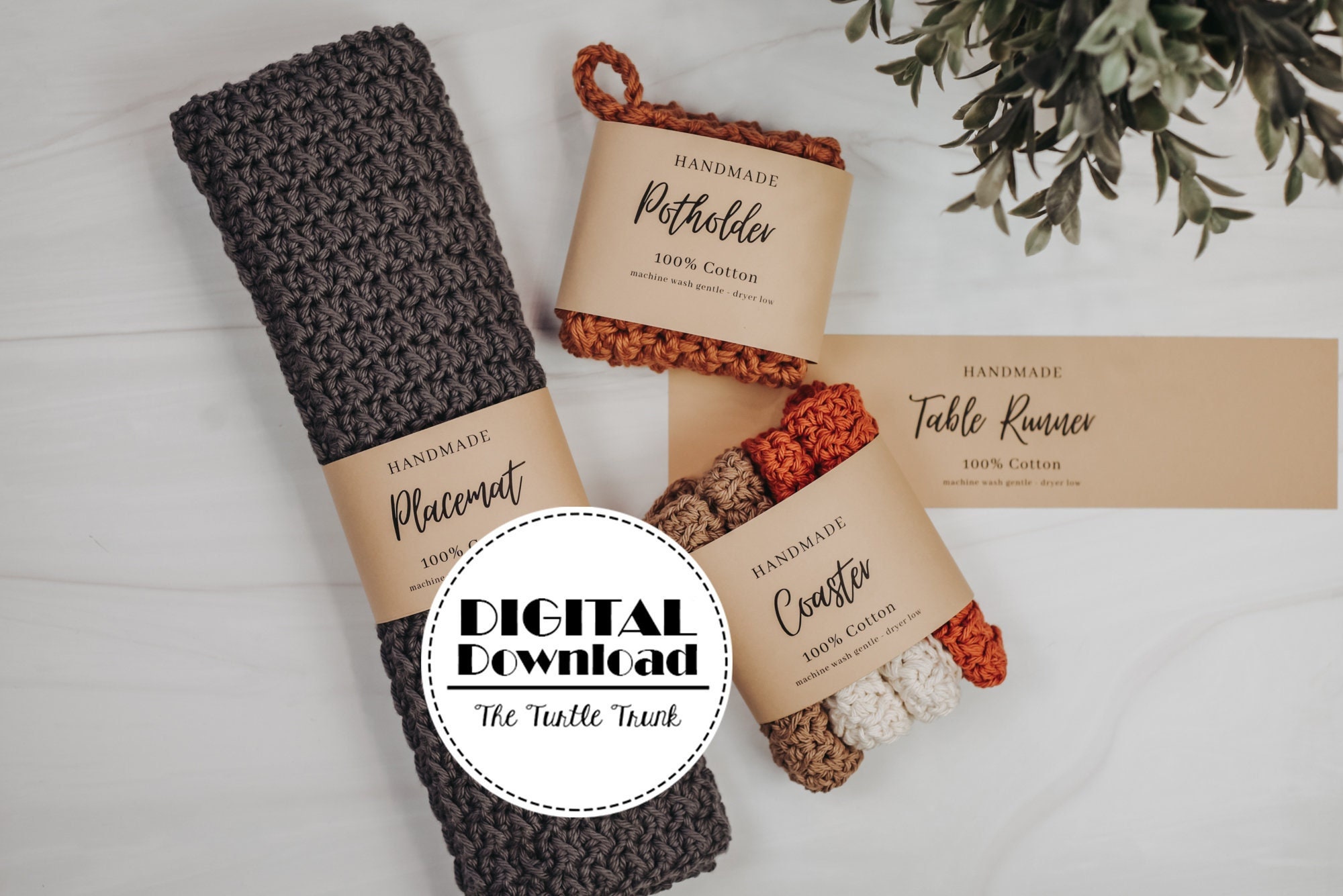 Handmade Dining Set Wrap Labels - Coaster, Placemat, Potholder, Table ...