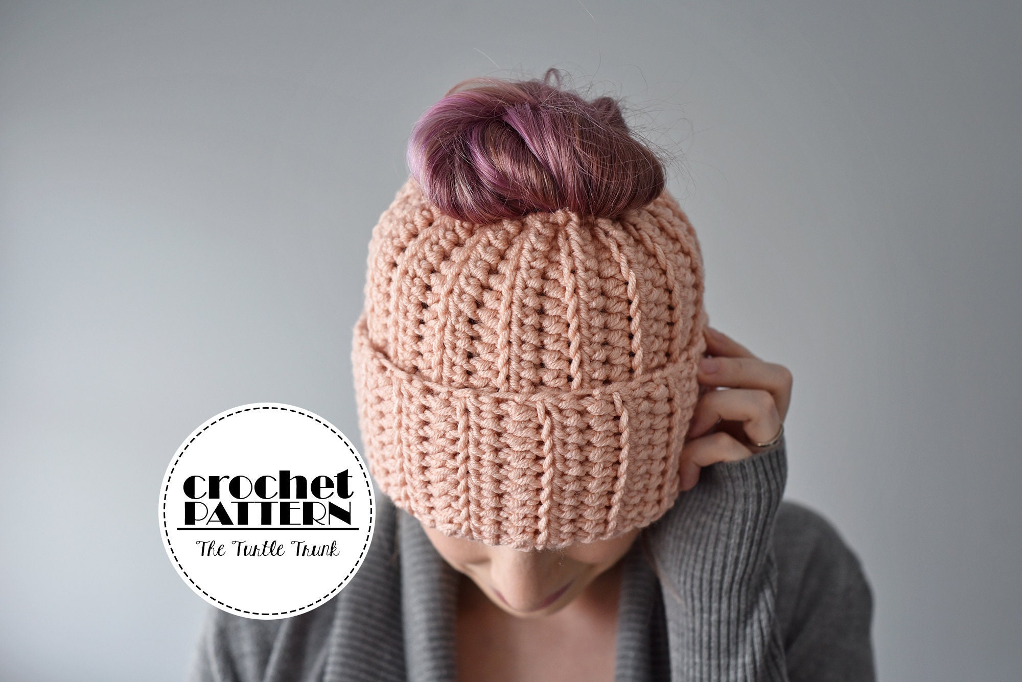 Easy Breezy Chunky Bun Beanie Crochet Pattern - Bulky Messy Bun Hat ...