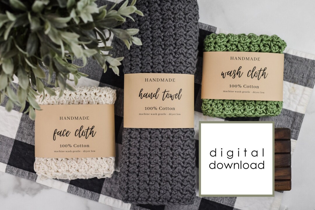 Handmade Bath Set Wrap Labels - Face Cloth Label, Wash Cloth Label ...