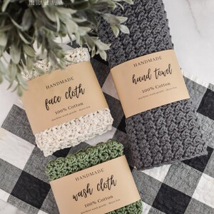 Handmade Bath Set Wrap Labels - Face Cloth Label, Wash Cloth Label ...