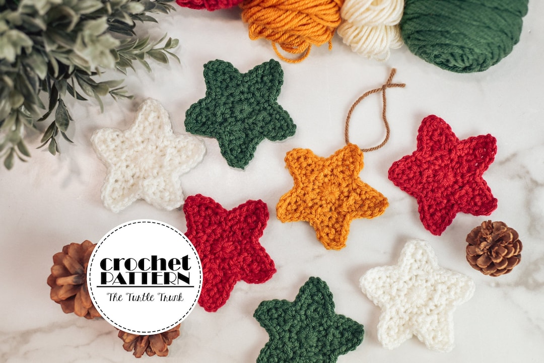 Star Crochet Pattern - Crochet Star Appliqué and Tree Ornament Pattern ...