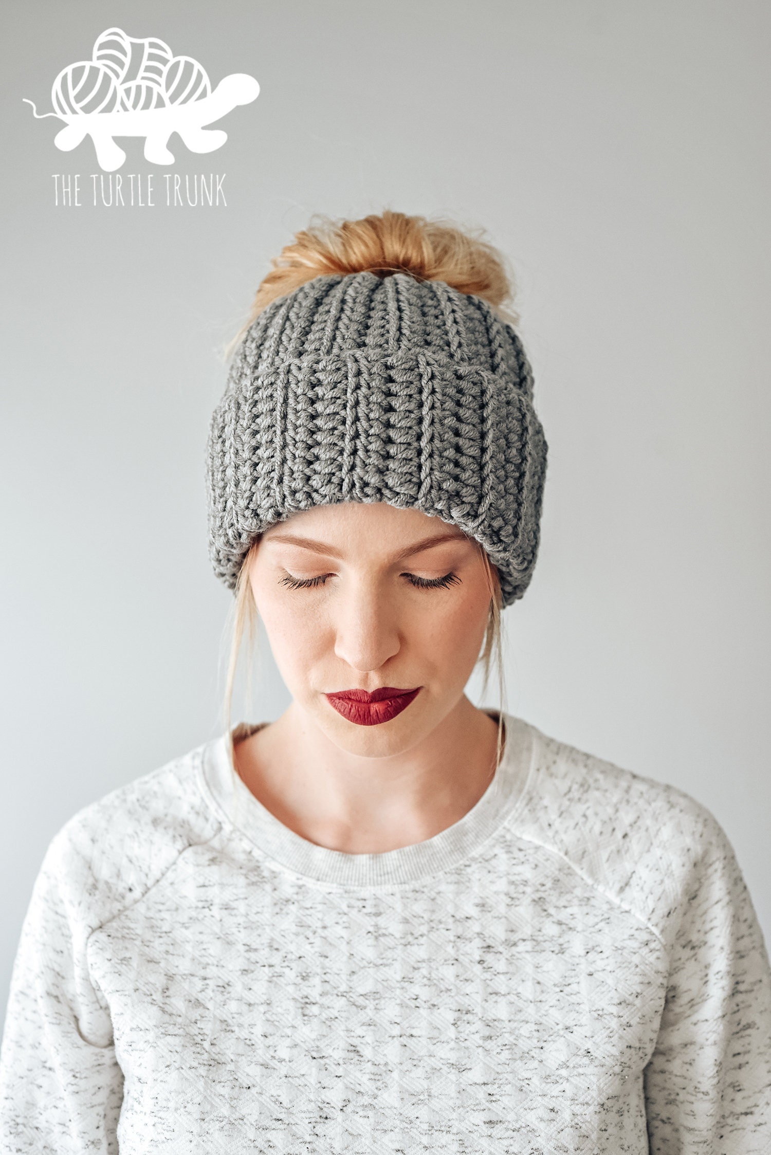 Easy Breezy Chunky Bun Beanie Crochet Pattern - Bulky Messy Bun Hat ...