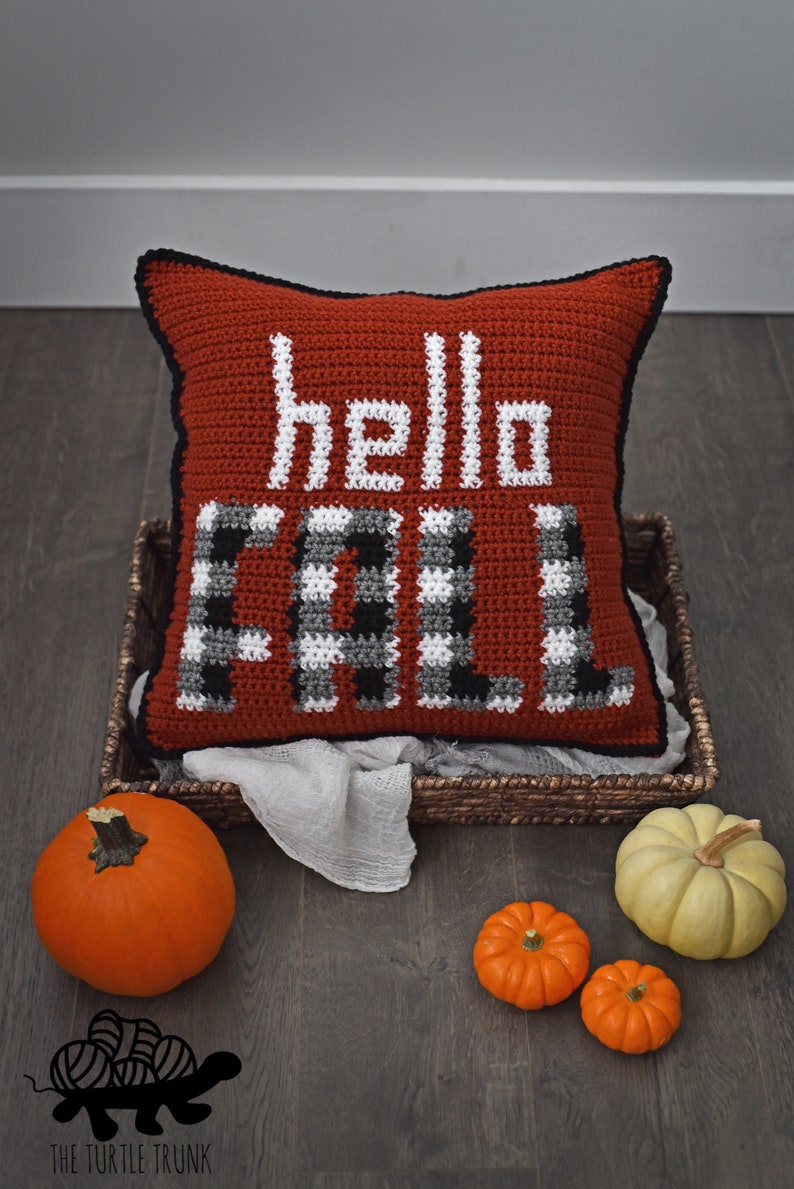 Hello Fall Crochet Pillow Pattern - Crochet Home Decor - Crochet Throw ...