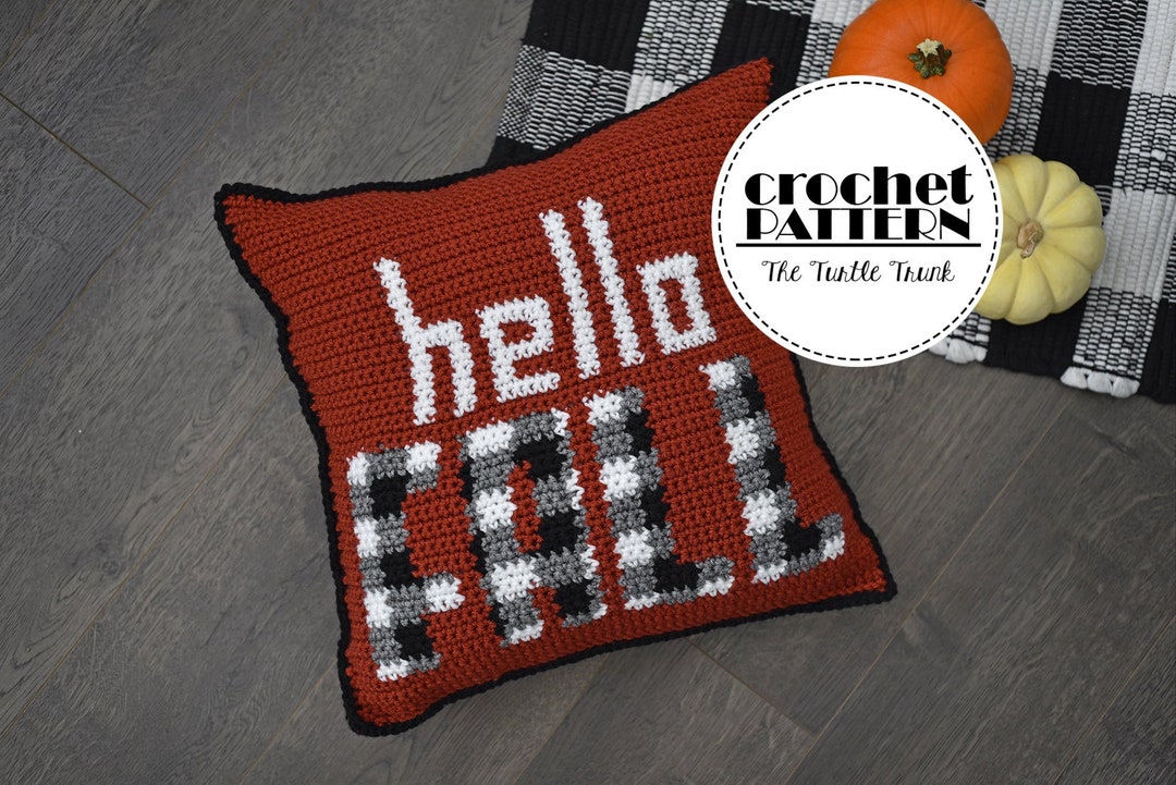 Hello Fall Crochet Pillow Pattern - Crochet Home Decor - Crochet Throw ...