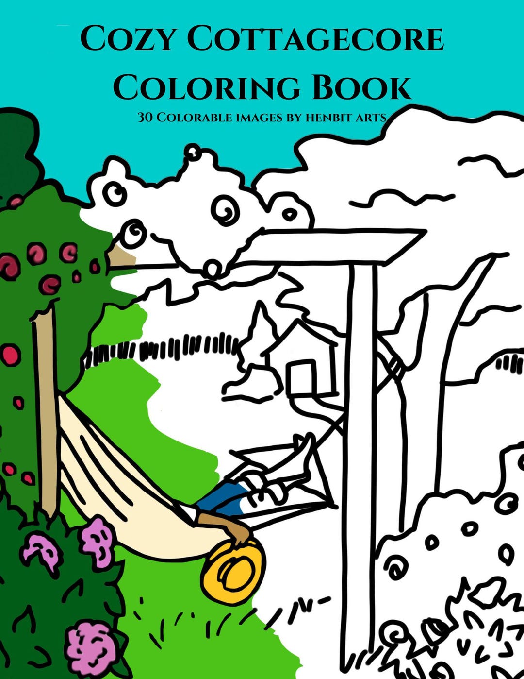 Printable Cozy Cottagecore Coloring Pages, Bold Lines - Etsy