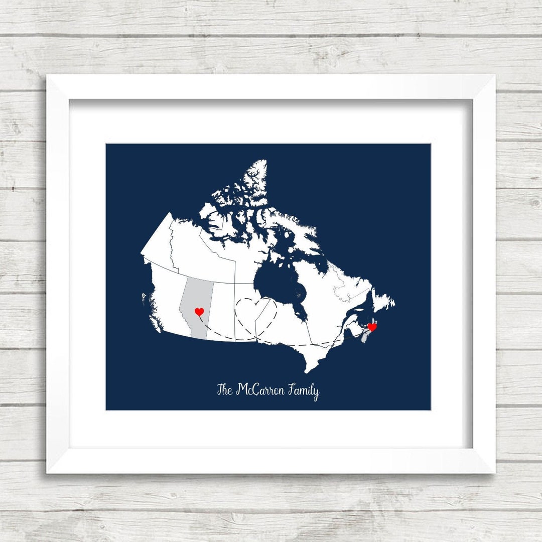 Canadian Family Love Map Two Provinces, One Print Edmonton, Alberta ...