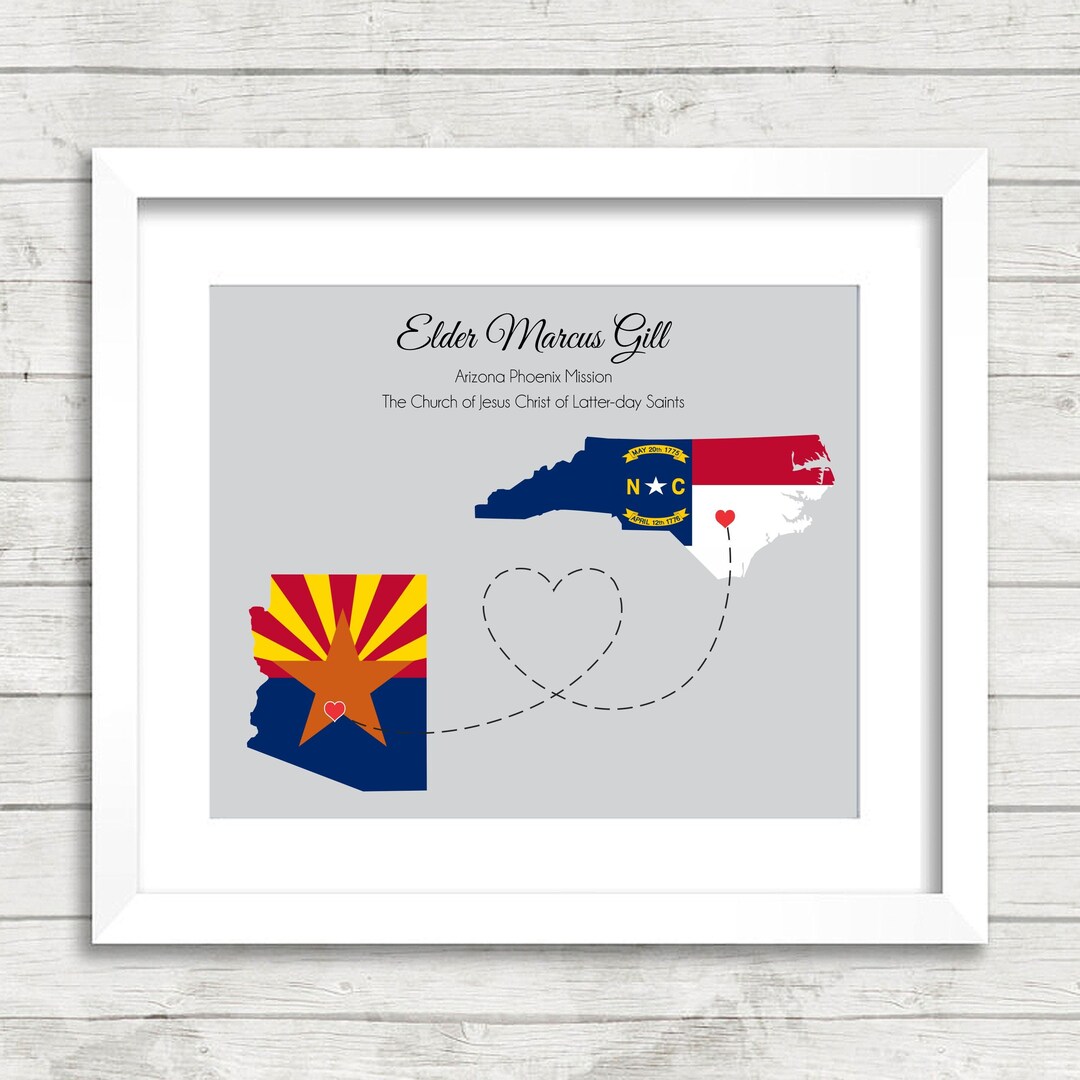LDS Missionary Map Two States, One Print Phoenix, Arizona Clinton ...