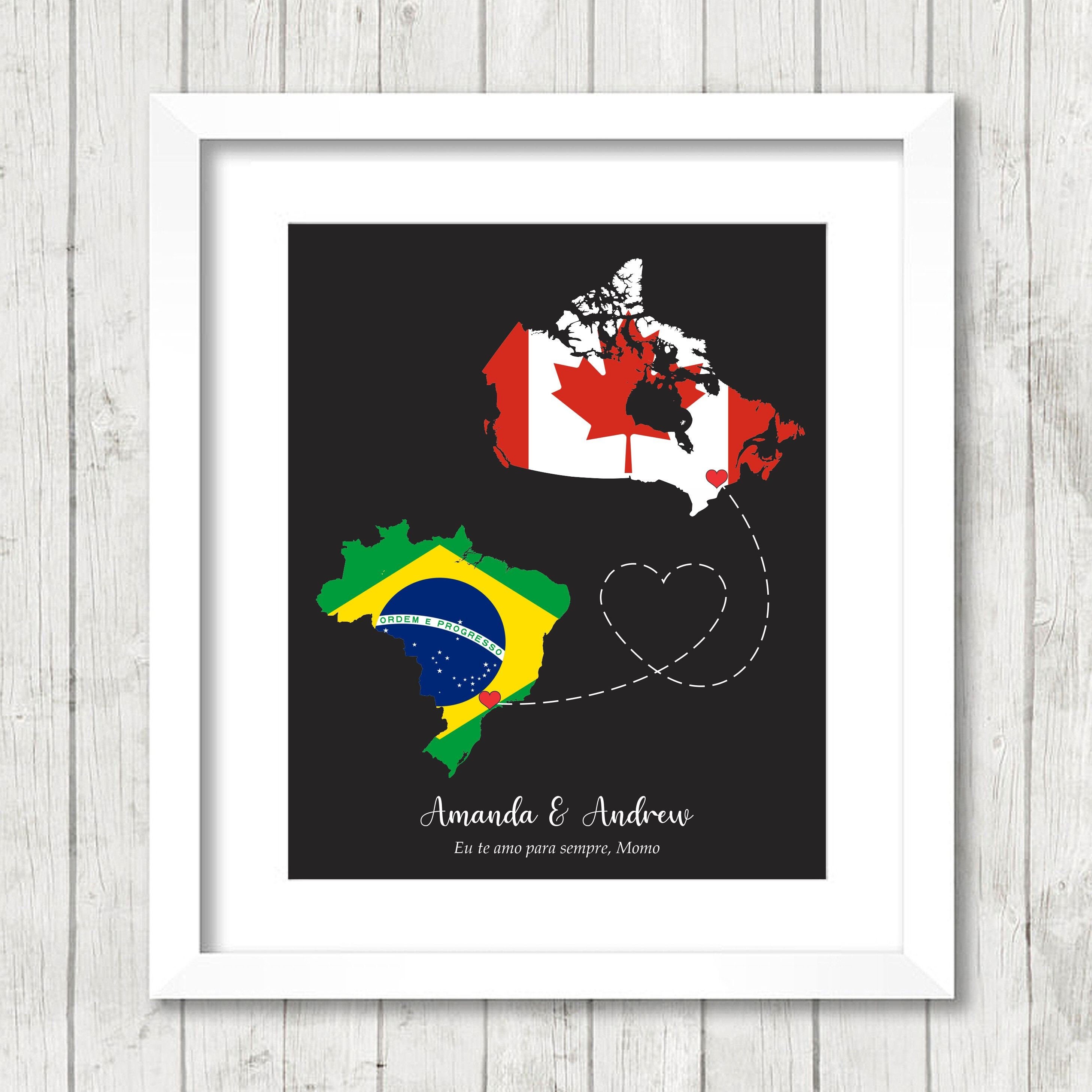 International Love Map Two Countries, One Print Ottawa, Ontario, Canada ...