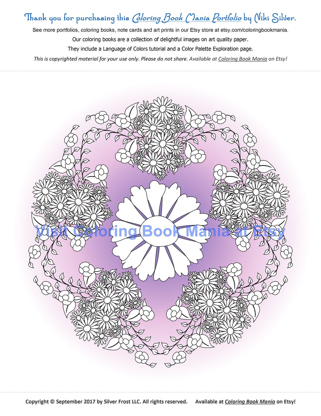 Fantastic Flower MANDALA / Coloring Page / Digital Download / COLORED ...