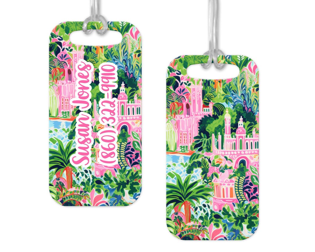 Personalized Luggage Tag: Preppy Floral Bag ID Tag - Etsy