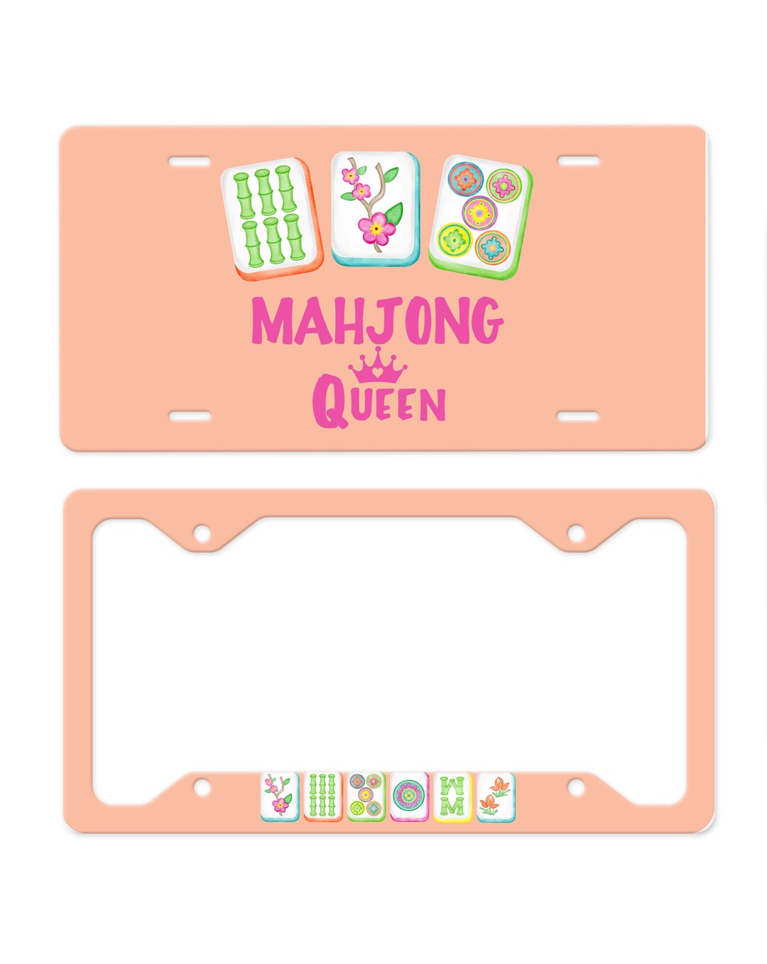 Mahjong License Plate and Frame, Mahjong Gift, Car Accessories, Gift ...