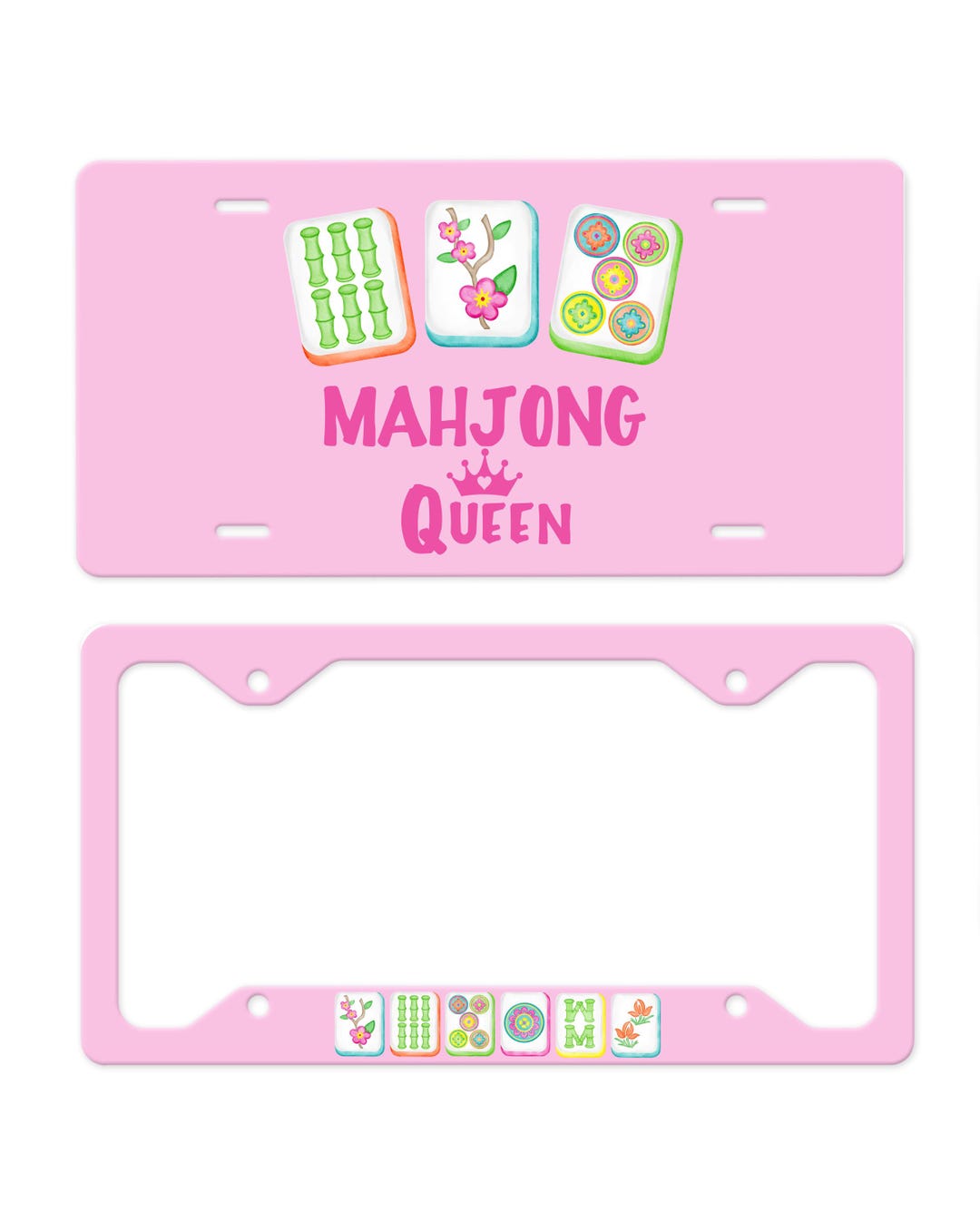 Mahjong License Plate and Frame Set: Car Accessories Gift - Etsy