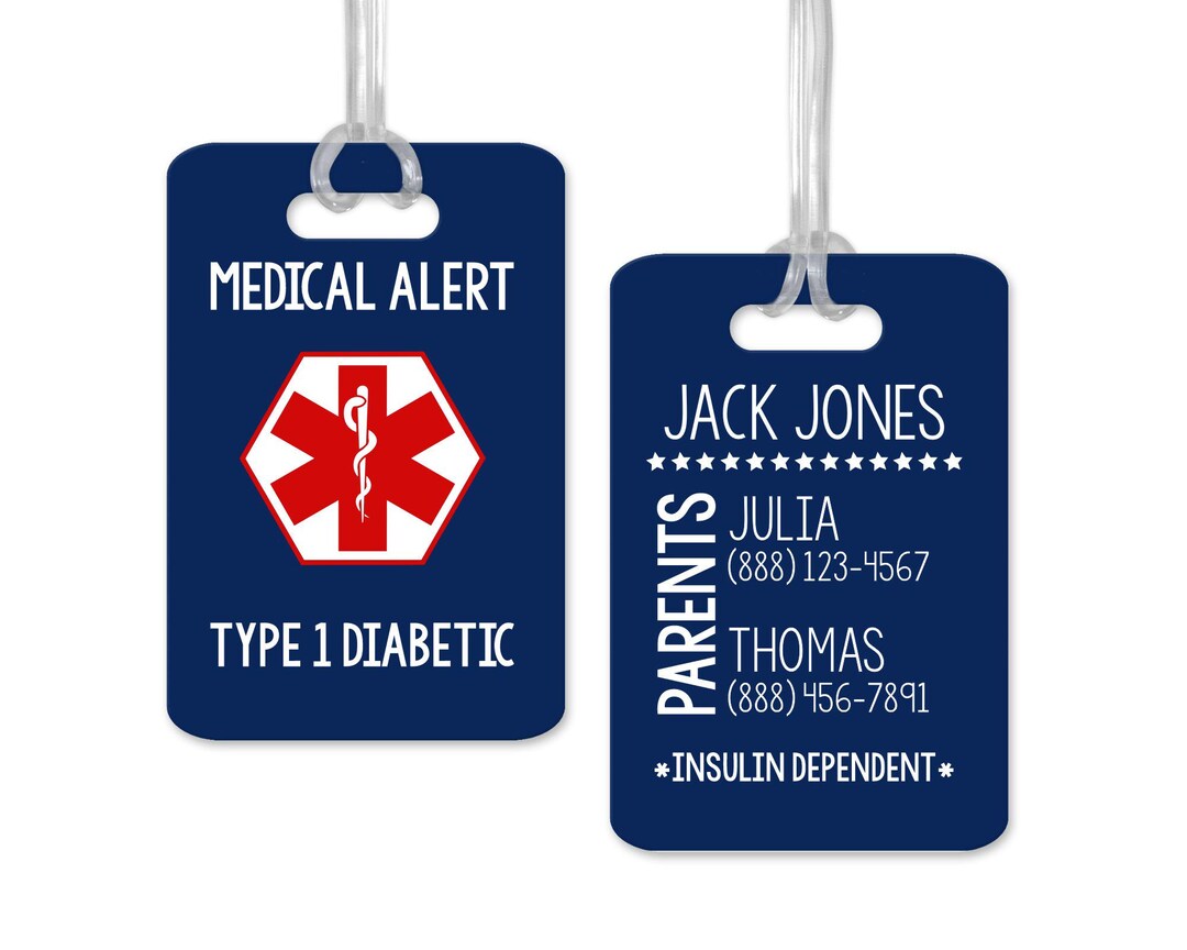 Medical Alert Tag, Personalized Medical Bag Tag, Allergy Card, Medical ...