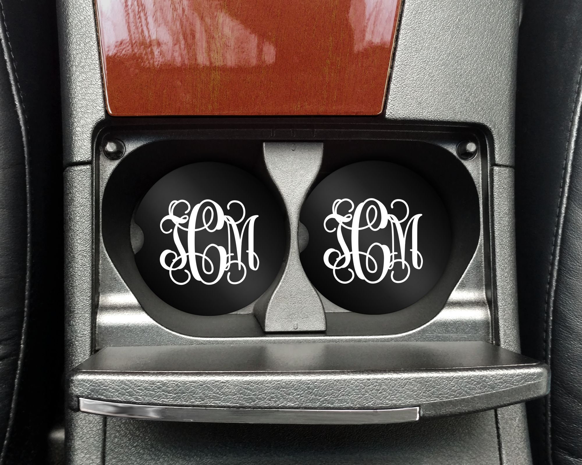 Monogram Car Coasters Personalized Car Cup Holder Coasters | Etsy