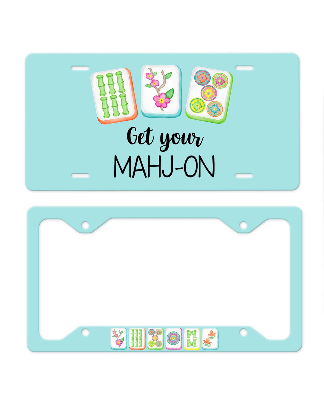 Mahjong License Plate & Frame Set: Car Accessories Gift - Etsy