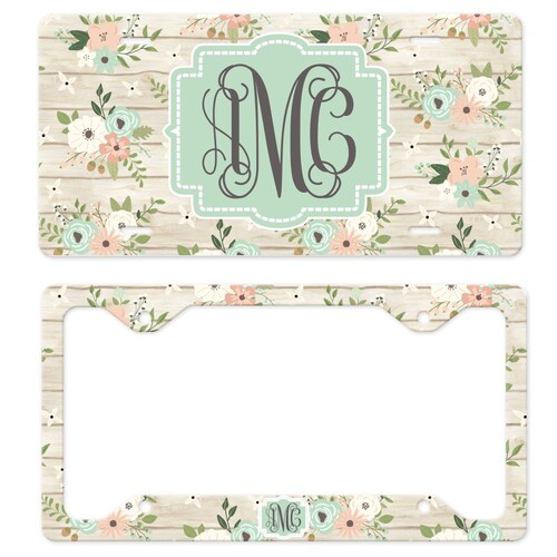 License Plate and Frame Monogrammed Monogram Car Decor - Etsy