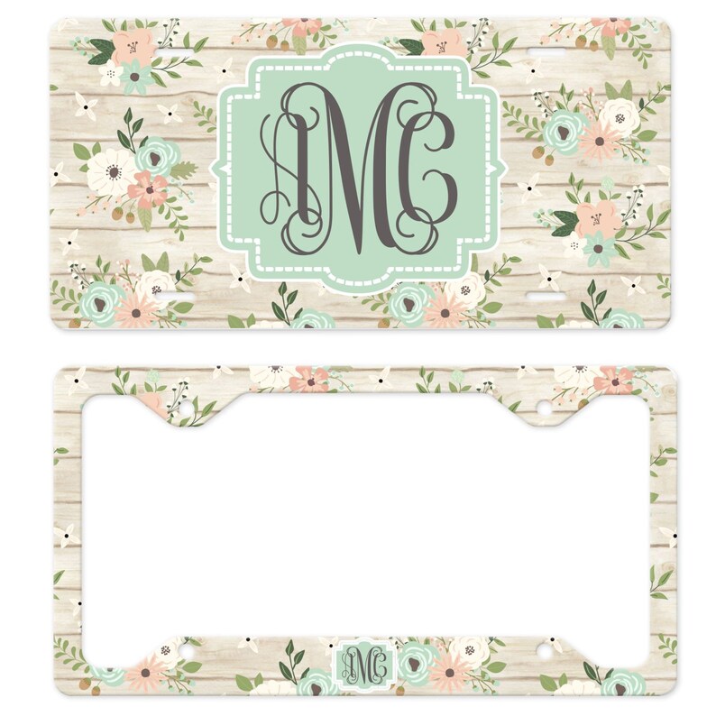 License Plate and Frame Monogrammed Monogram Car Decor - Etsy