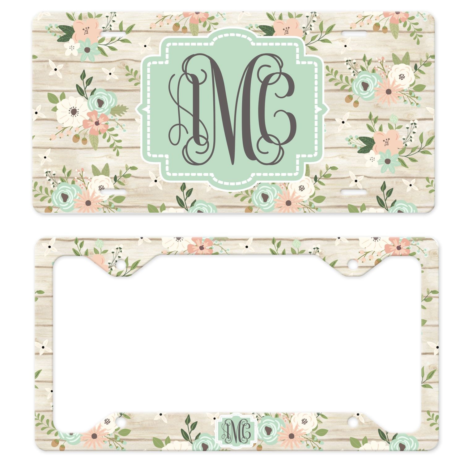 License Plate and Frame Monogrammed Monogram Car Decor - Etsy