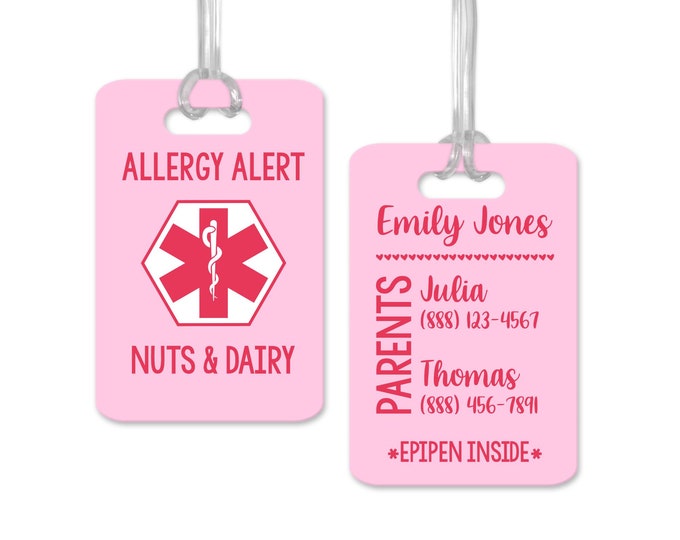 Allergy- Medical Condition Bag Tag - Any Allergy or Condition {double ...