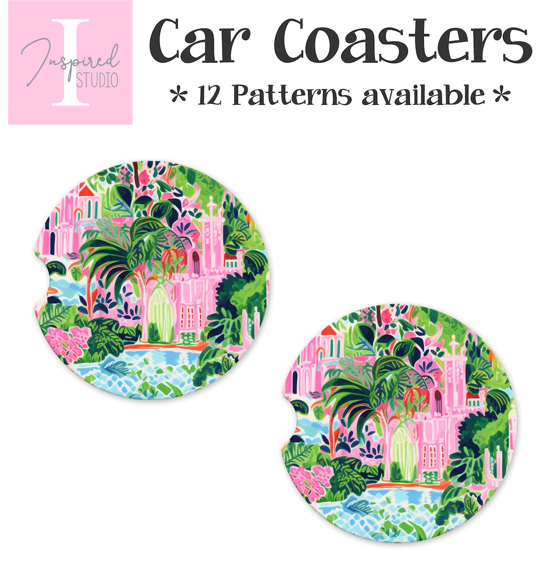 Lily Car Coasters, Car Cup Holder Coasters, Lilly Inspired Car Coasters ...