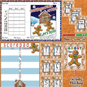 Gingerbread Bunco Score Set Table Numbers, Score Sheets and Tally ...
