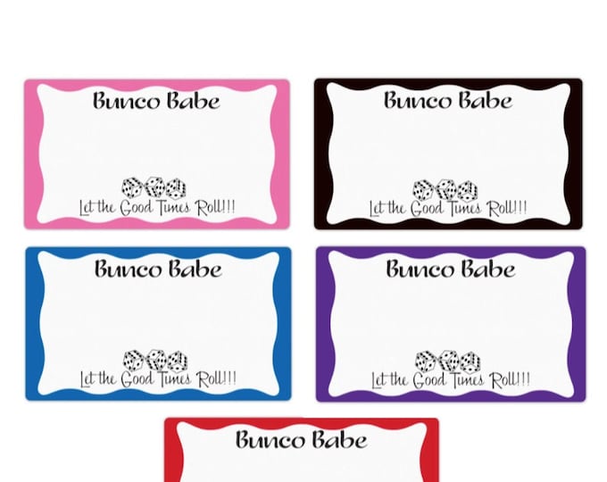 Bunco Name Tags- You Choose Quantity. 5 Colors Available. Bunco Game ...