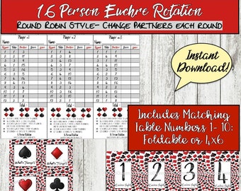 Printable 4 Table Euchre Score Cards - Etsy