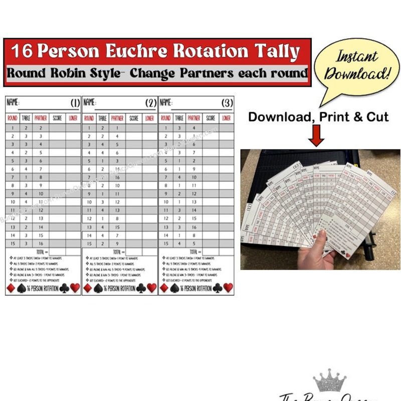 12 Person Euchre Rotation - Etsy