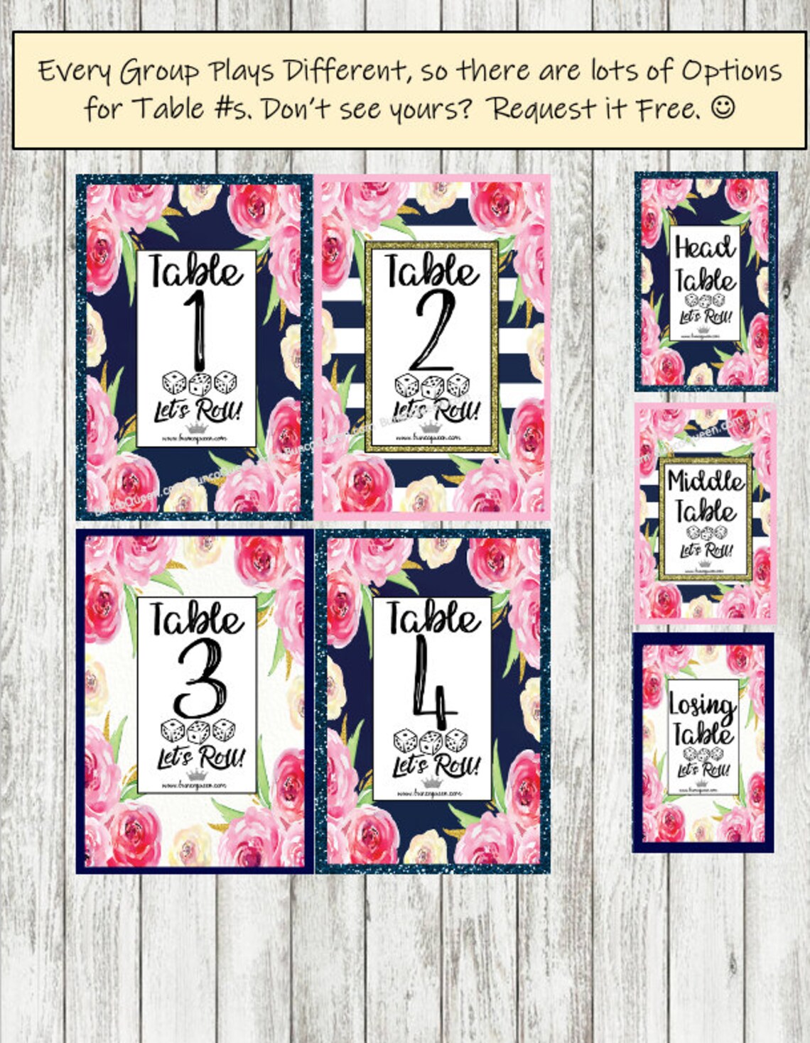 FREE Customization Bunco Shabby Chic Navy/pink Score Sheet | Etsy