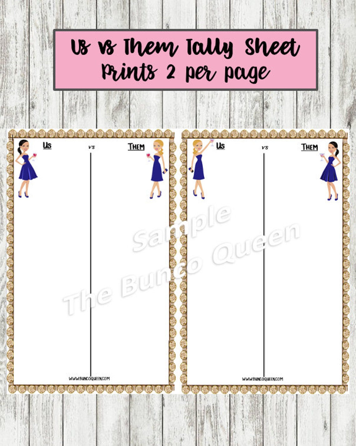 FREE Customization Bunco Shabby Chic Navy/pink Score Sheet | Etsy