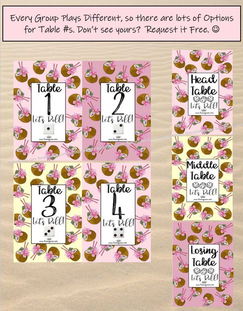 FREE PERSONALIZATION** Hawaiian Luau Bunco Score Sheet Set W/ Matching ...