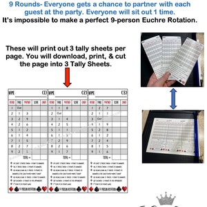 9 Person Euchre Tally Cards (round Robin- Progressive Tournament ...