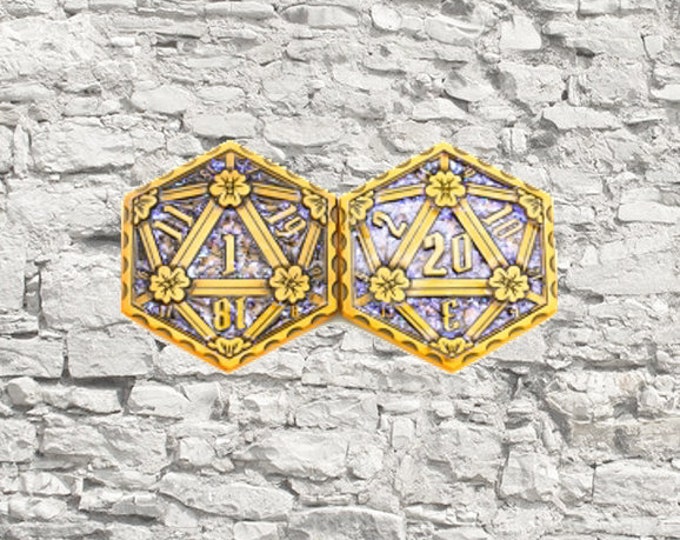 D2 RPG Coin Ancient Double Sided Metal Hexagon D20 3 Dimensional ...