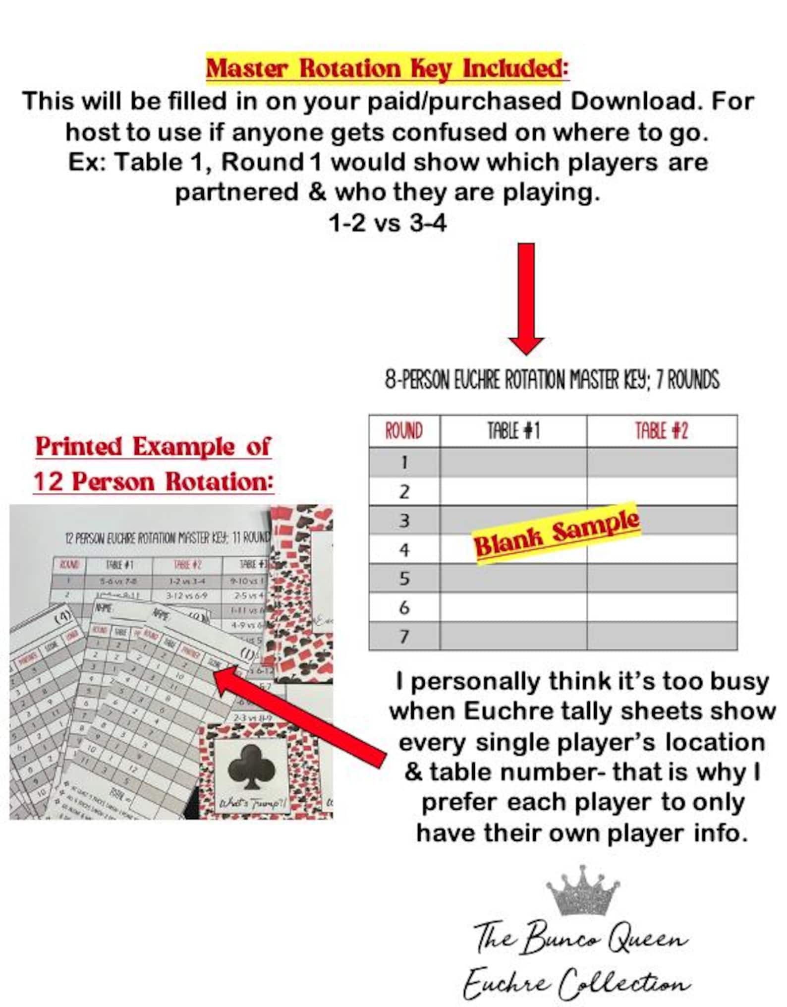 8 Person Euchre Tally Card SET (round Robin- Progressive Tournament ...
