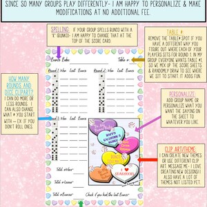 Free Customization Valentine's Day Candy Conversation Hearts Bunco ...