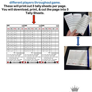 20 Person Euchre Rotation Score Sheet/euchre Tally W Table Numbers ...
