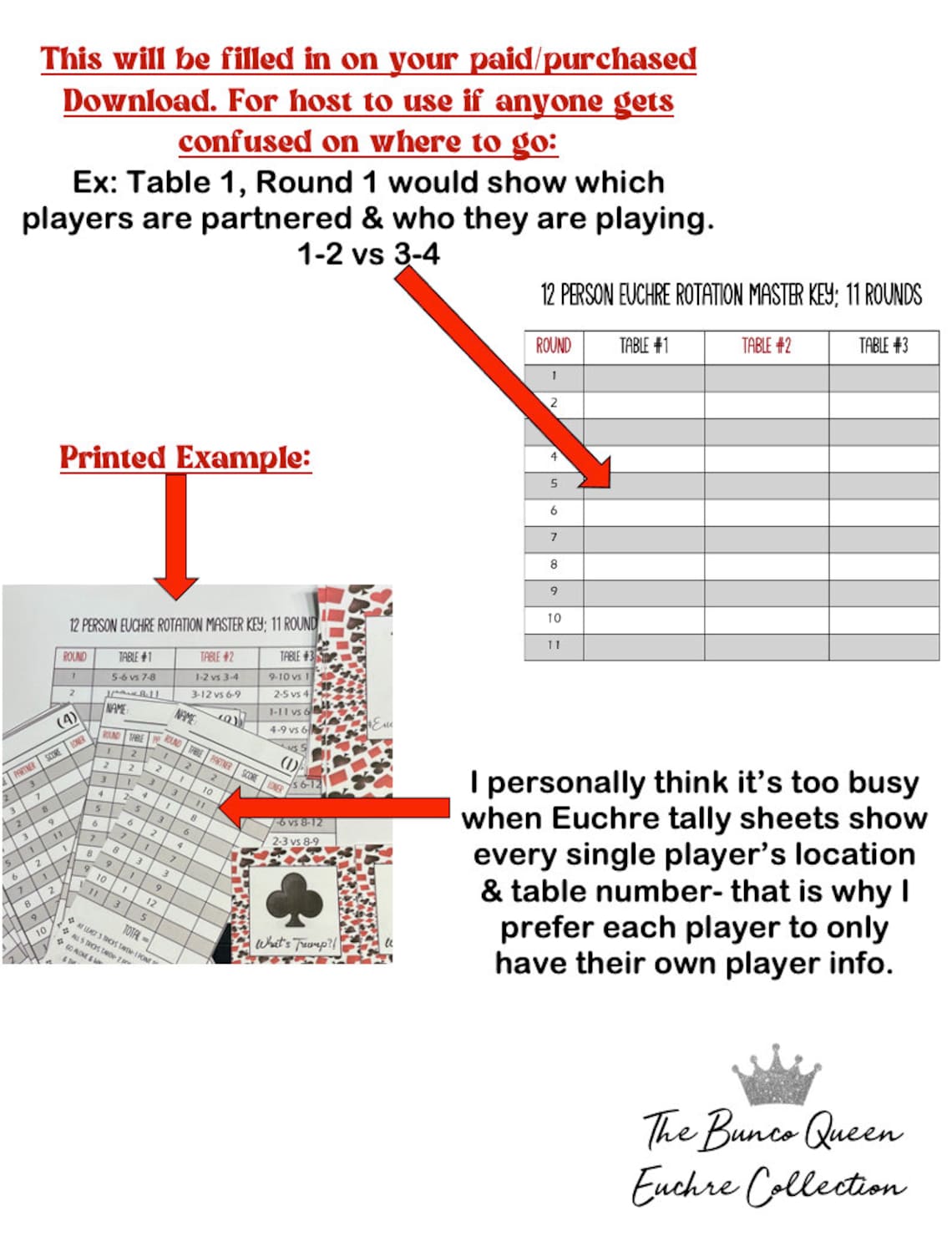 10 Person Euchre Tally Cards (round Robin- Progressive Tournament ...